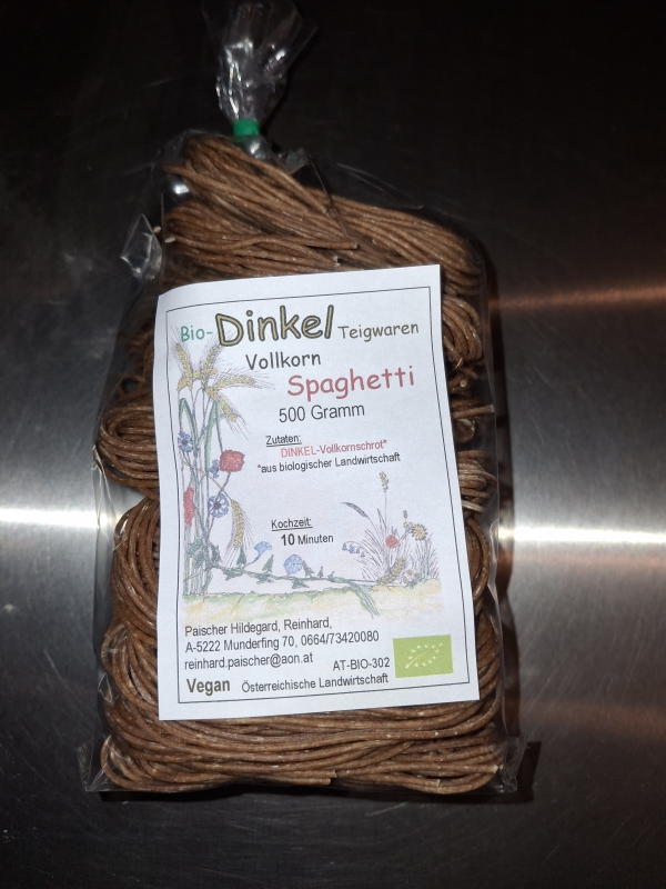 Bio-Dinkel Teigwaren Spaghetti Vollkorn - Schoichner Kistl